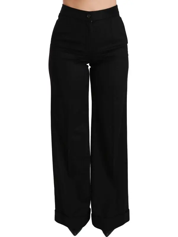 Dolce & Gabbana Wide-leg Flared Cashmere Trousers - Black