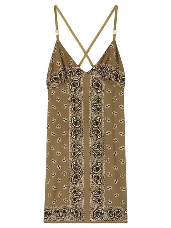 Palm Angels Paisley-print Slip Dress - Military Military