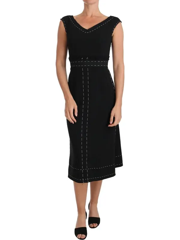 Dolce & Gabbana Wool Stretch A-line Sheath Dress - Black