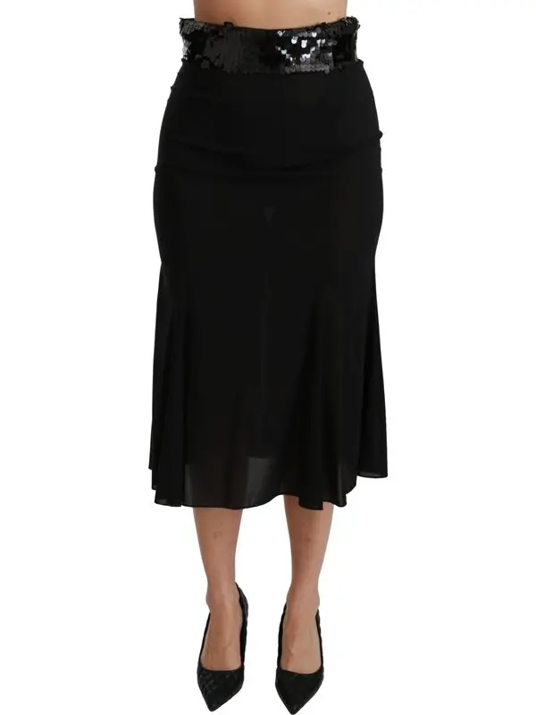 Dolce & Gabbana High-waist Sequined Mermaid Midi Skirt - Black