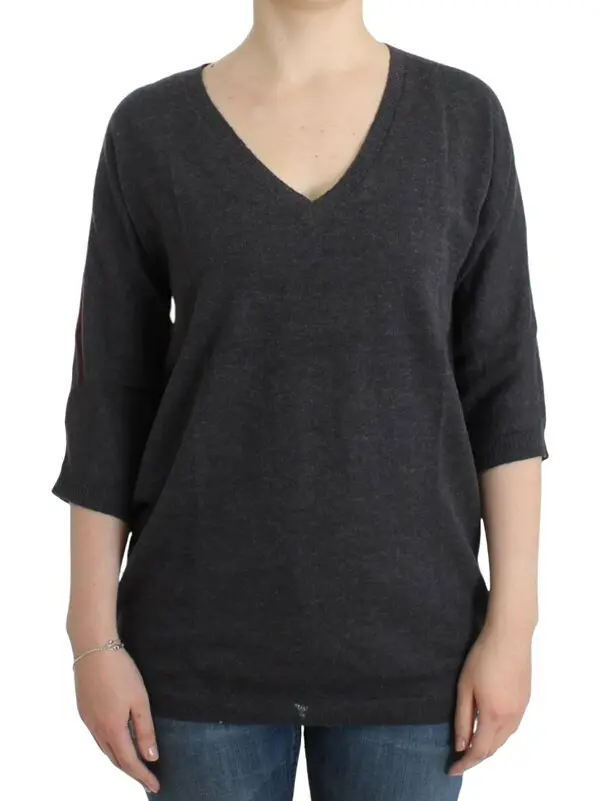Costume National Orange V-neck Short Sleeve Sweater - Gray