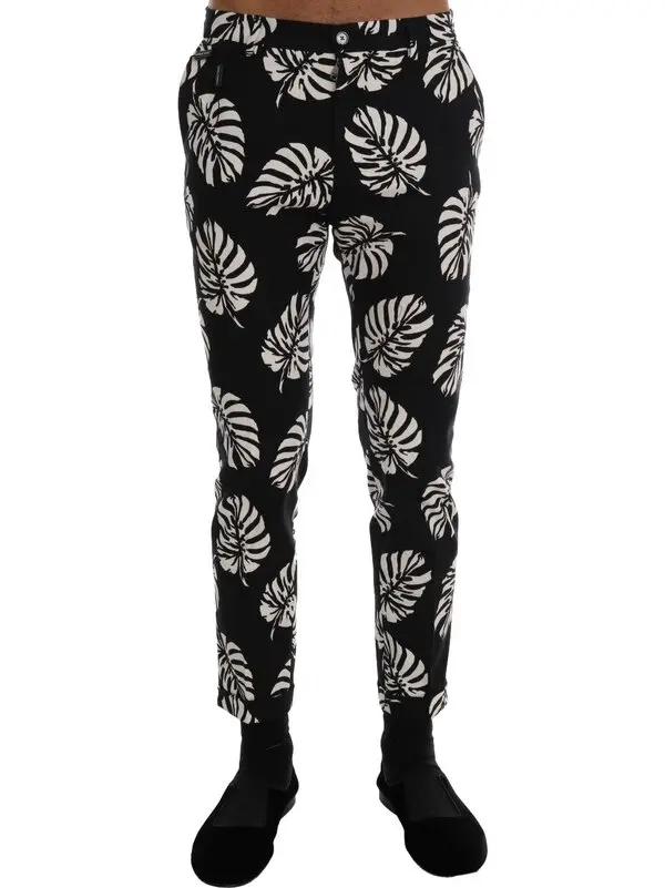 Dolce & Gabbana Leaf Print Slim Fit Trousers - White
