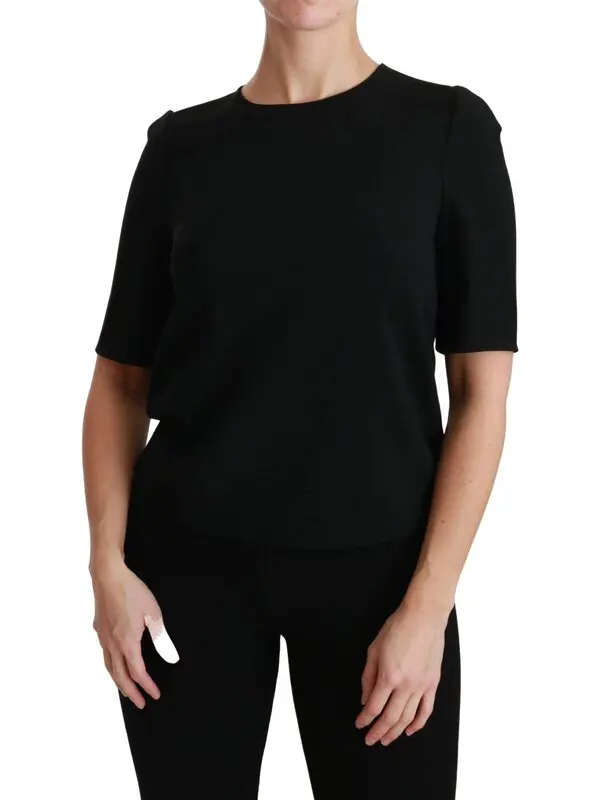 Dolce & Gabbana Short Sleeve Stretch Blouse Top - Black