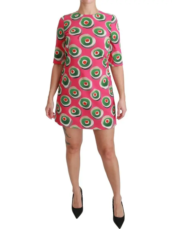 Dolce & Gabbana Silk Cupcake Print Shift Dress - Pink