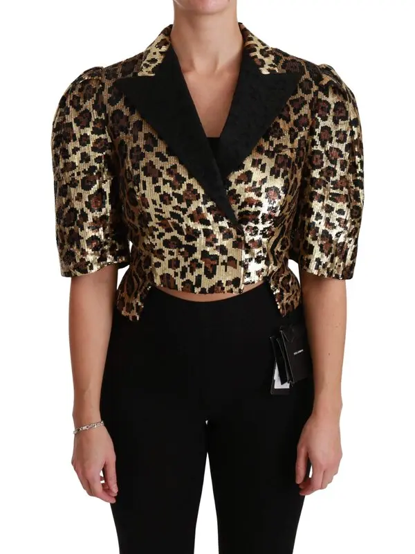 Dolce & Gabbana Leopard Sequined Blazer Jacket - Gold