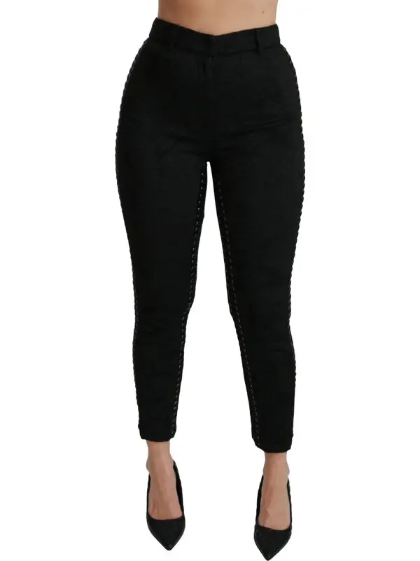 Dolce & Gabbana Brocade High-waisted Skinny Trousers - Black