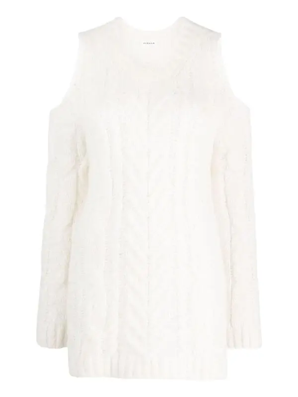 PAROSH Off-shoulder Crochet Jumper - White