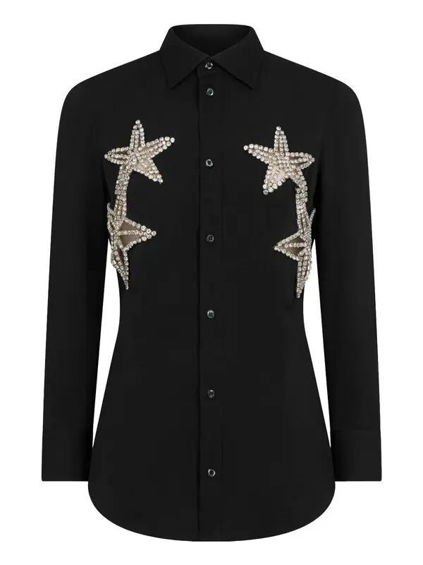 Dsquared2 Star-appliqué Crystal-embellished Shirt - Black