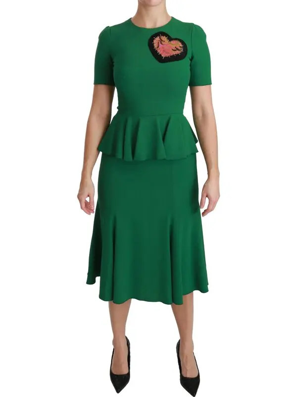 Dolce & Gabbana Heart Patch Mermaid Midi Dress - Green