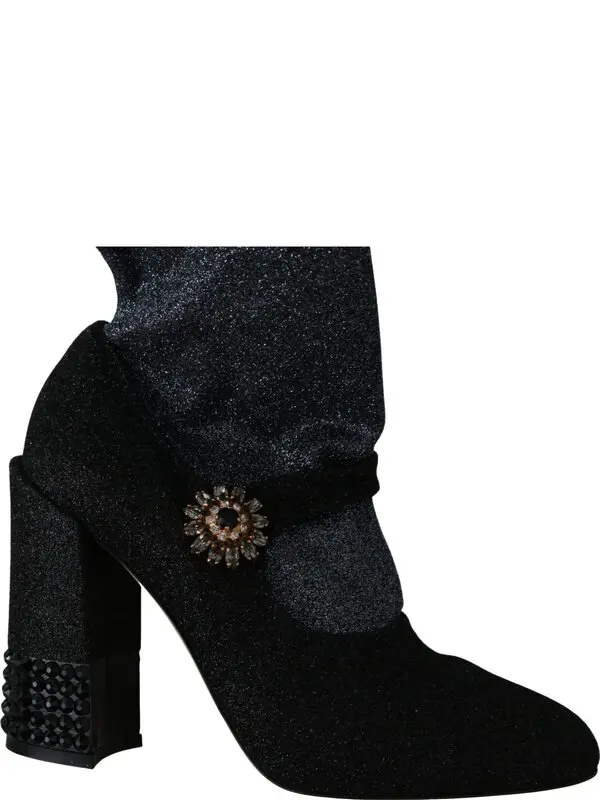 Dolce & Gabbana Crystal Embellished Mary Jane Booties - Black
