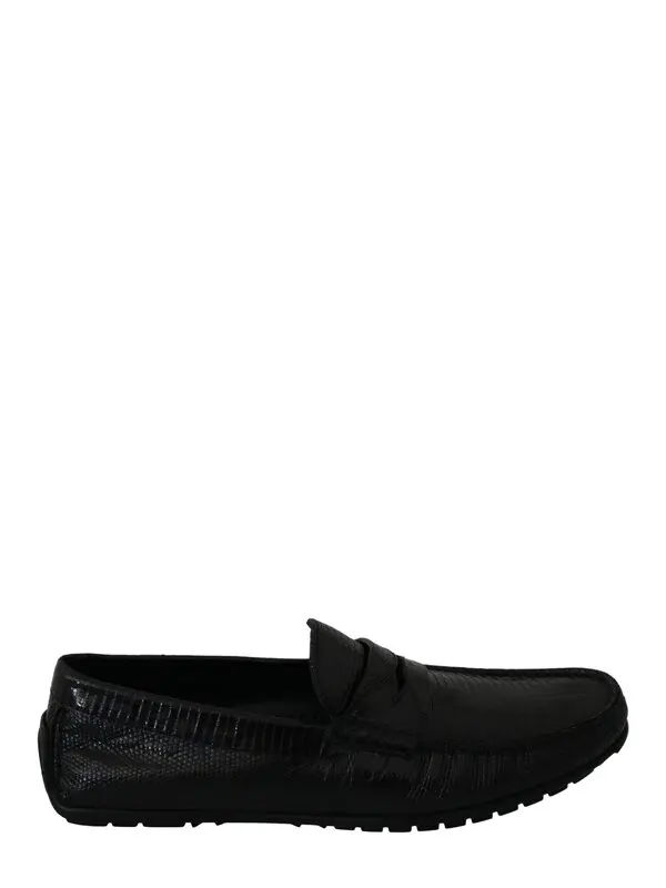 Dolce & Gabbana Lizard Leather Loafers - Black