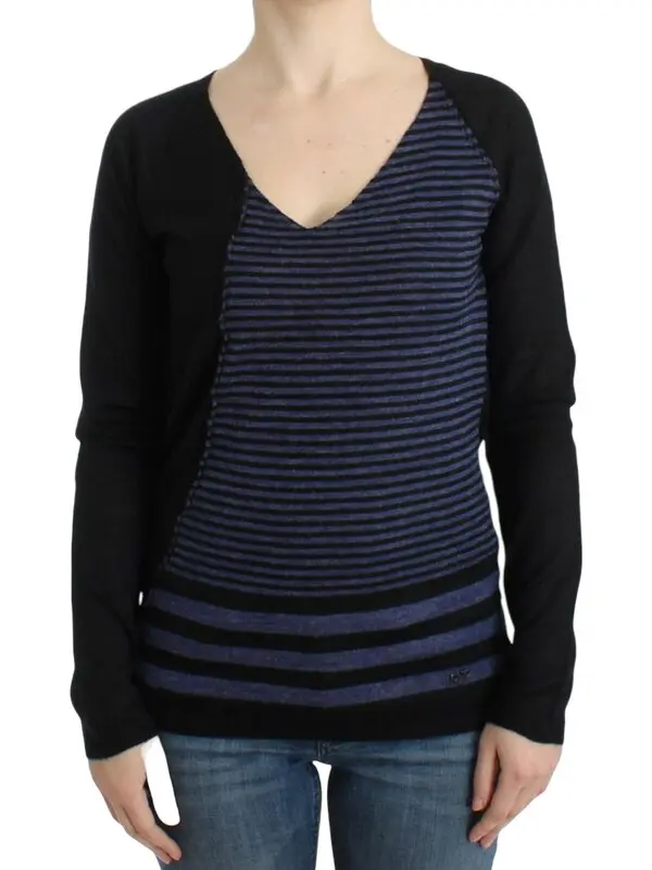 Costume National V-neck Striped Sweater - Black