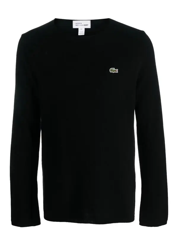 Comme Des Garçons Intarsia-knit Logo Wool Jumper - Black