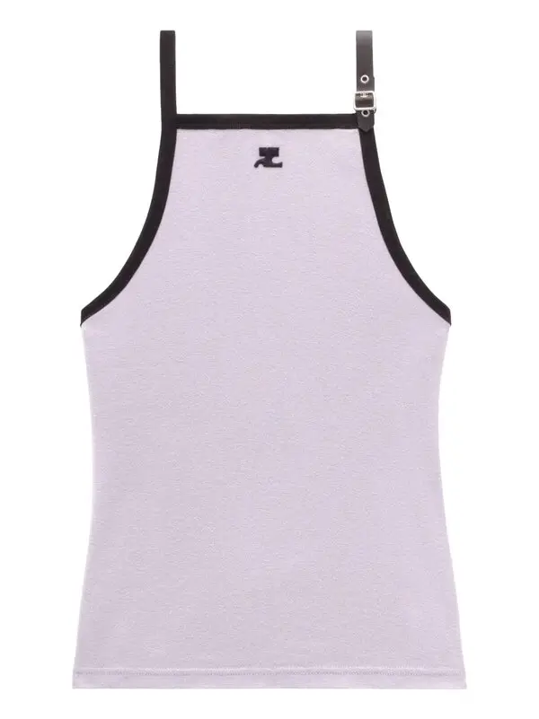 COURREGES Logo Appliqué Tank Top - Smocked Grey,black
