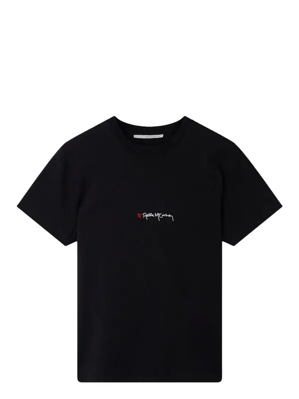 Stella McCartney Logo-embroidered Cotton T-shirt - Black