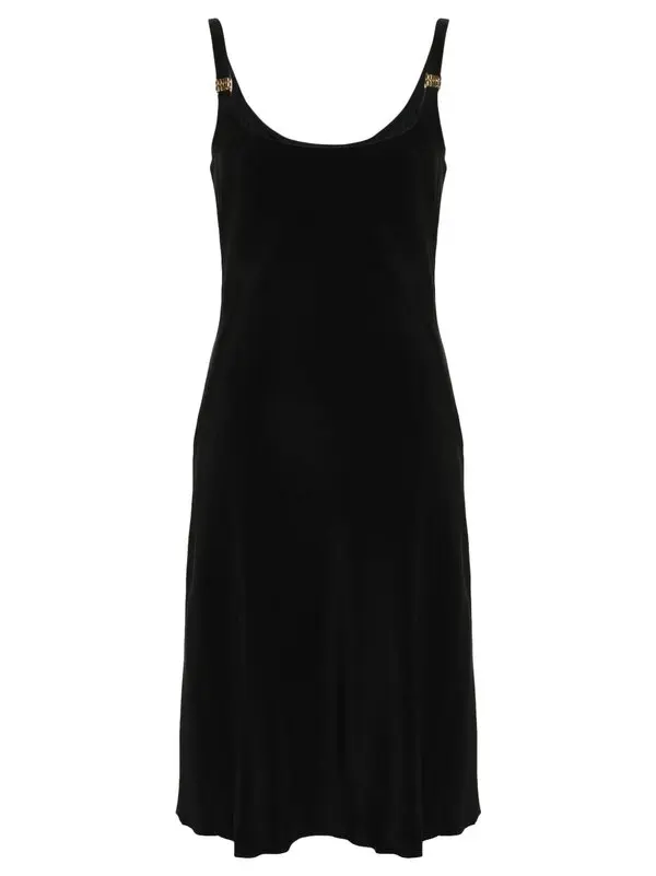 Miu Miu Cady Logo-plaque Midi Dress - Nero