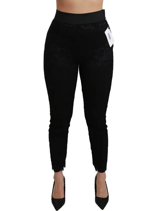 Dolce & Gabbana Lace Skinny High-waisted Pants - Black