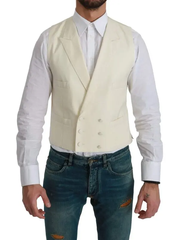 Dolce & Gabbana Waistcoat Formal Wool Vest - White