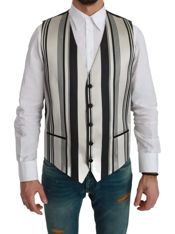Dolce & Gabbana Striped Formal Vest - Black