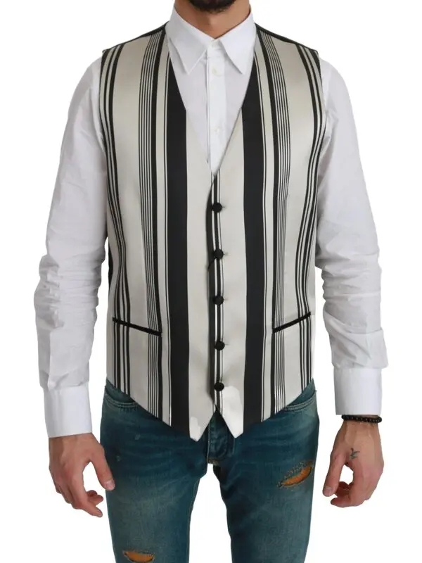 Dolce & Gabbana Striped Formal Vest - Black