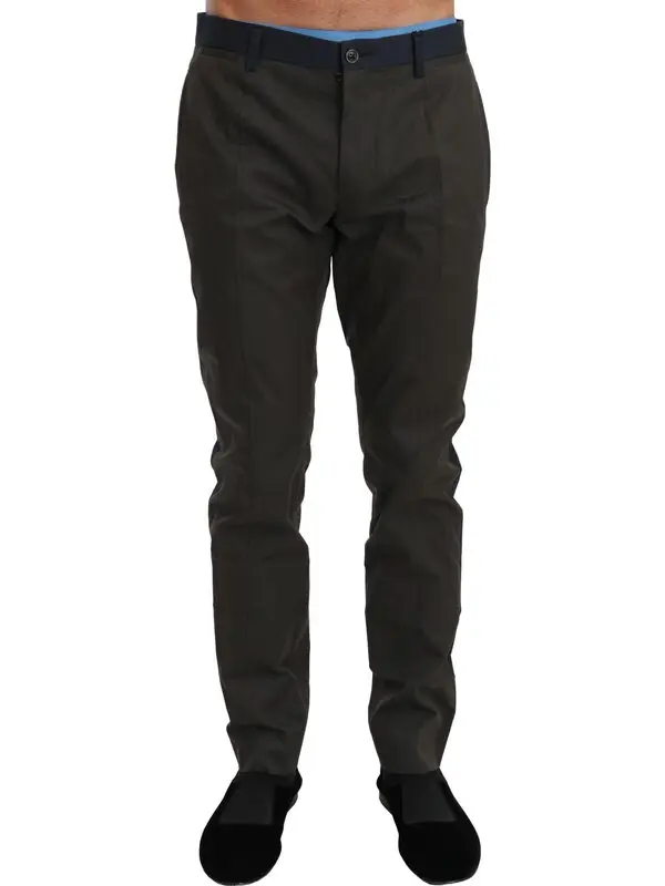 Dolce & Gabbana Striped Cotton Trousers - Gray