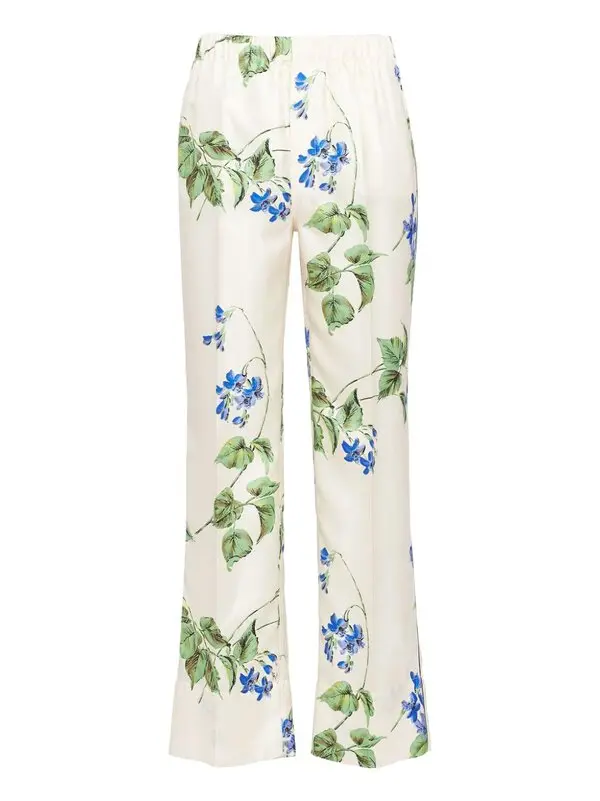Prada Floral Twill Trousers - Talco