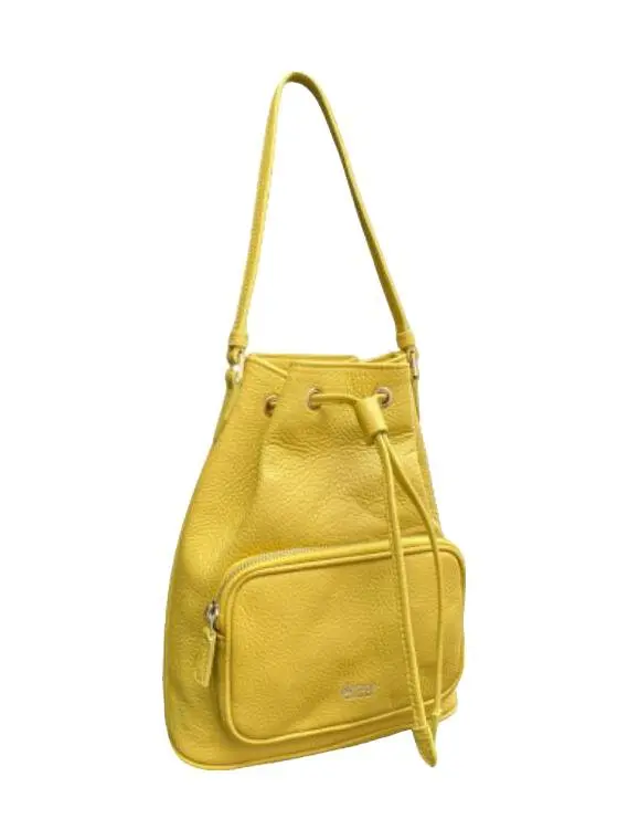 LA ROSE Drawstring Bucket Bag - White