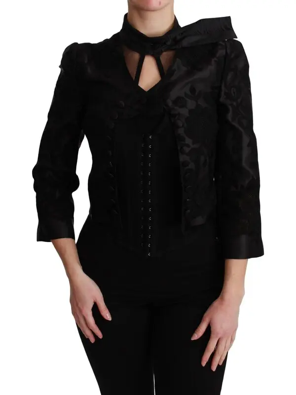 Dolce & Gabbana Floral Jacquard Blazer Silk Jacket - Black