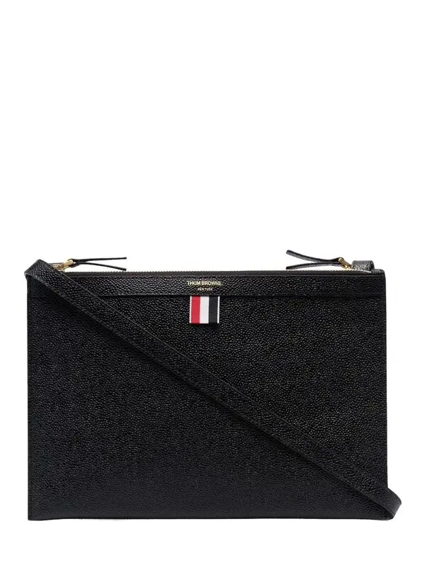 Thom Browne Logo-print Leather Cross Body Bag - Navy