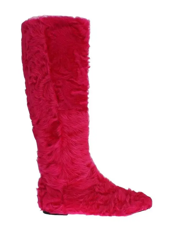 Dolce & Gabbana Lamb Fur Leather Flat Boots - Pink