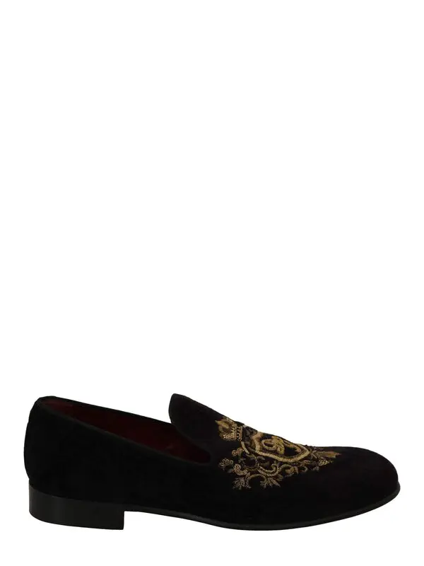 Dolce & Gabbana Suede Loafer With Embroidery - Brown