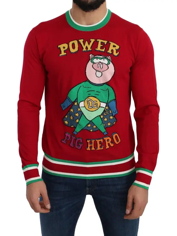 Dolce & Gabbana Wool And Silk Pig Of The Year Sweater - Red