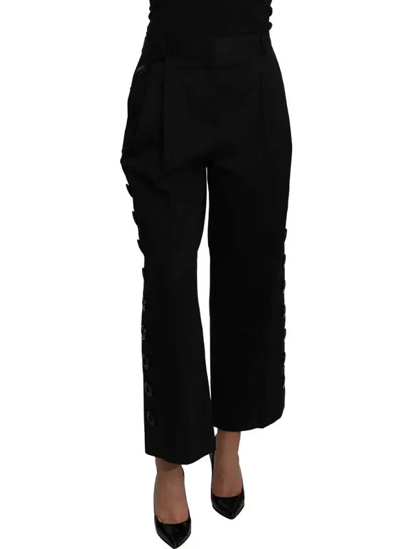 Dolce & Gabbana High-waist Cropped Cotton-stretch Trousers - Black