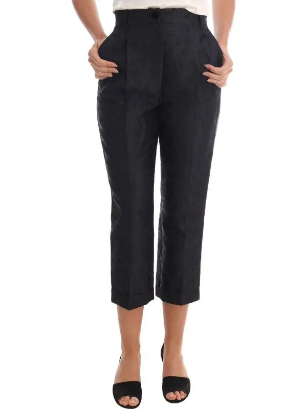 Dolce & Gabbana Floral Brocade Capri - Black
