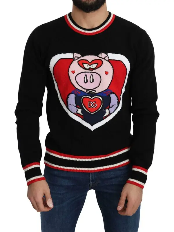 Dolce & Gabbana Cashmere Pig Of The Year Pullover Sweater - Black