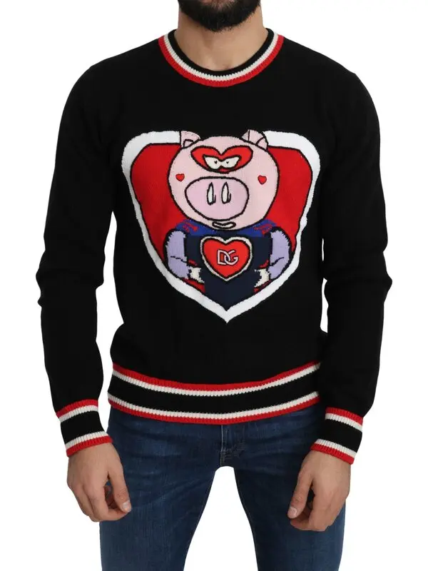 Dolce & Gabbana Cashmere Pig Of The Year Pullover Sweater - Black