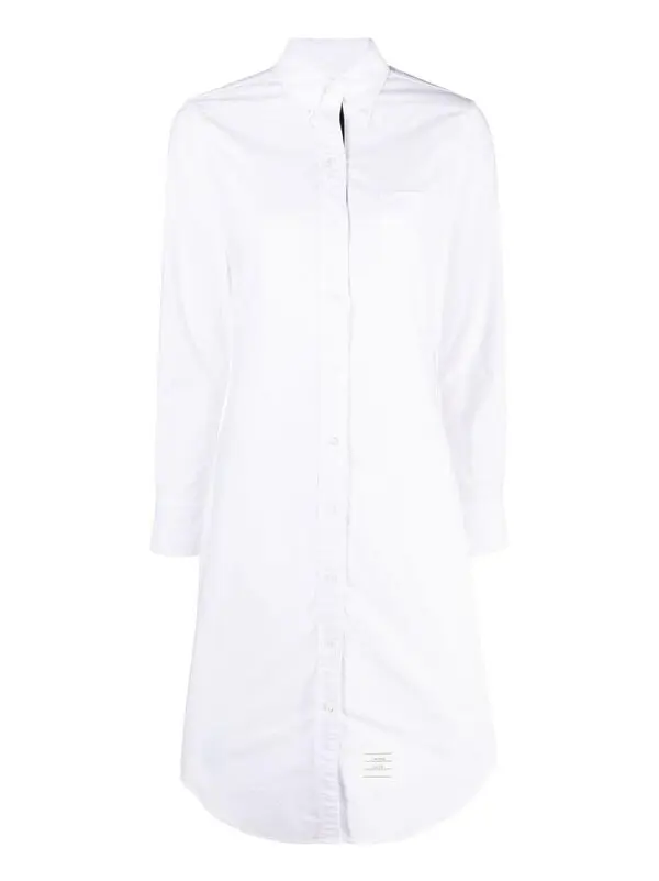 Thom Browne Logo-patch Cotton Shirtdress - White