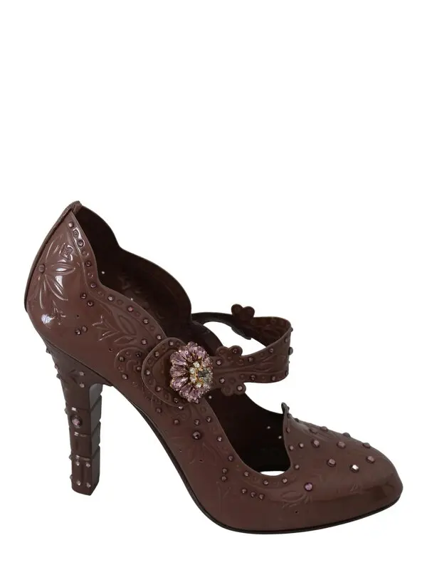 Dolce & Gabbana Floral Crystal Pumps - Brown