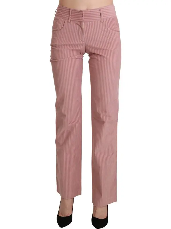 Ermanno Scervino Mid-rise Straight Cotton Trousers - Pink