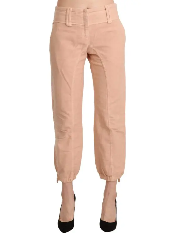 Ermanno Scervino Mid-waist Cropped Cotton Trousers - Beige