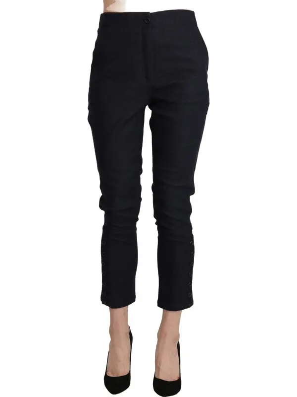 Ermanno Scervino High-waist Capri Cropped Cotton Pants - Black