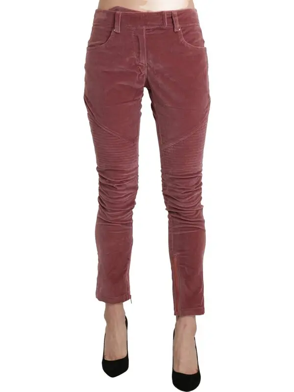 Ermanno Scervino Mid-waist Skinny Cotton Trousers - Red