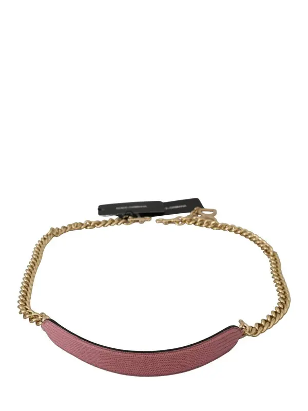 Dolce & Gabbana Leather Shoulder Strap With Chain Detail - Pink