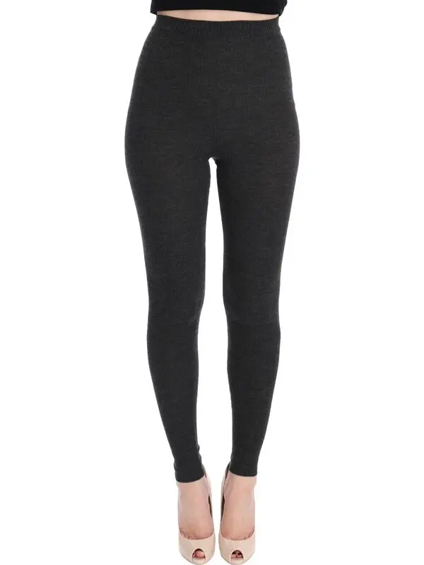Dolce & Gabbana Wool Ribbed High Waist Tights - Gray
