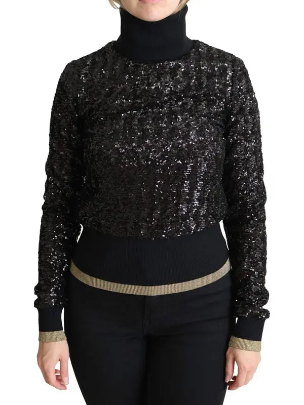 Dolce & Gabbana Sequined Knitted Turtleneck Pullover - Black