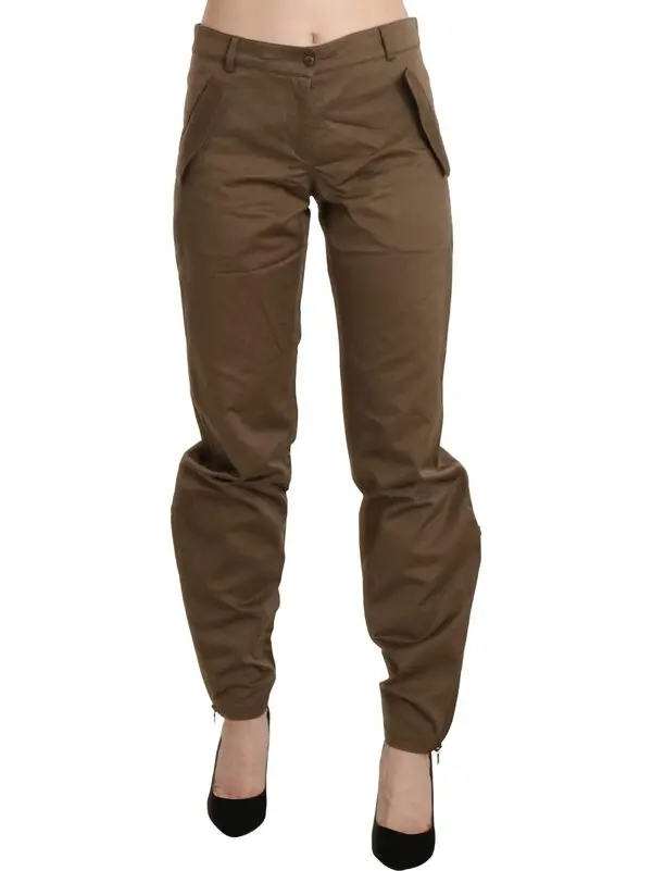 Ermanno Scervino Mid-waist Cotton Straight Trousers - Brown