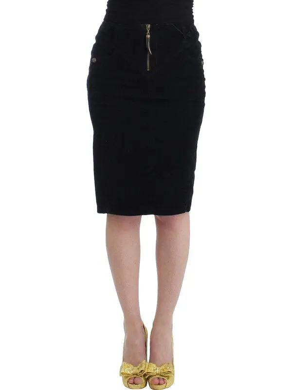 Roberto Cavalli Corduroy Pencil Skirt - Black