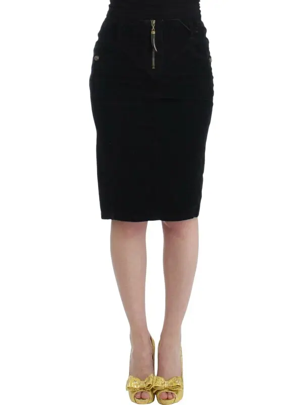Roberto Cavalli Corduroy Pencil Skirt - Black