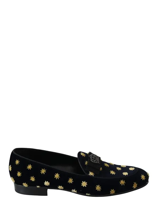Dolce & Gabbana Velvet Crown Slipper Loafers - Blue