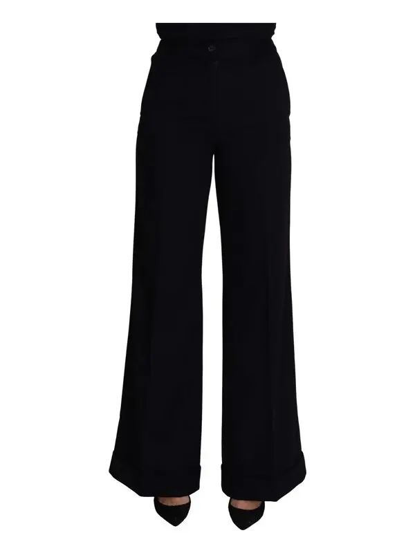 Dolce & Gabbana Cashmere Wide Leg Trousers - Black